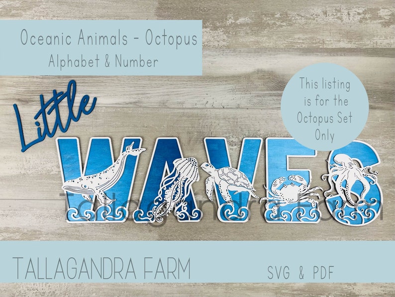 OCEANIC ANIMALS OCTOPUS A to Z Alphabet Set Numbers - Etsy