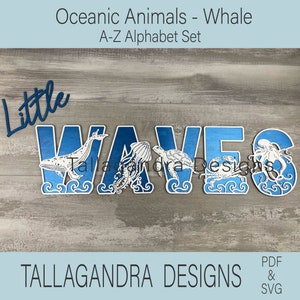 OCEANIC ANIMALS - WHALE - A to Z Alphabet Set + Numbers - Svg File - Etsy