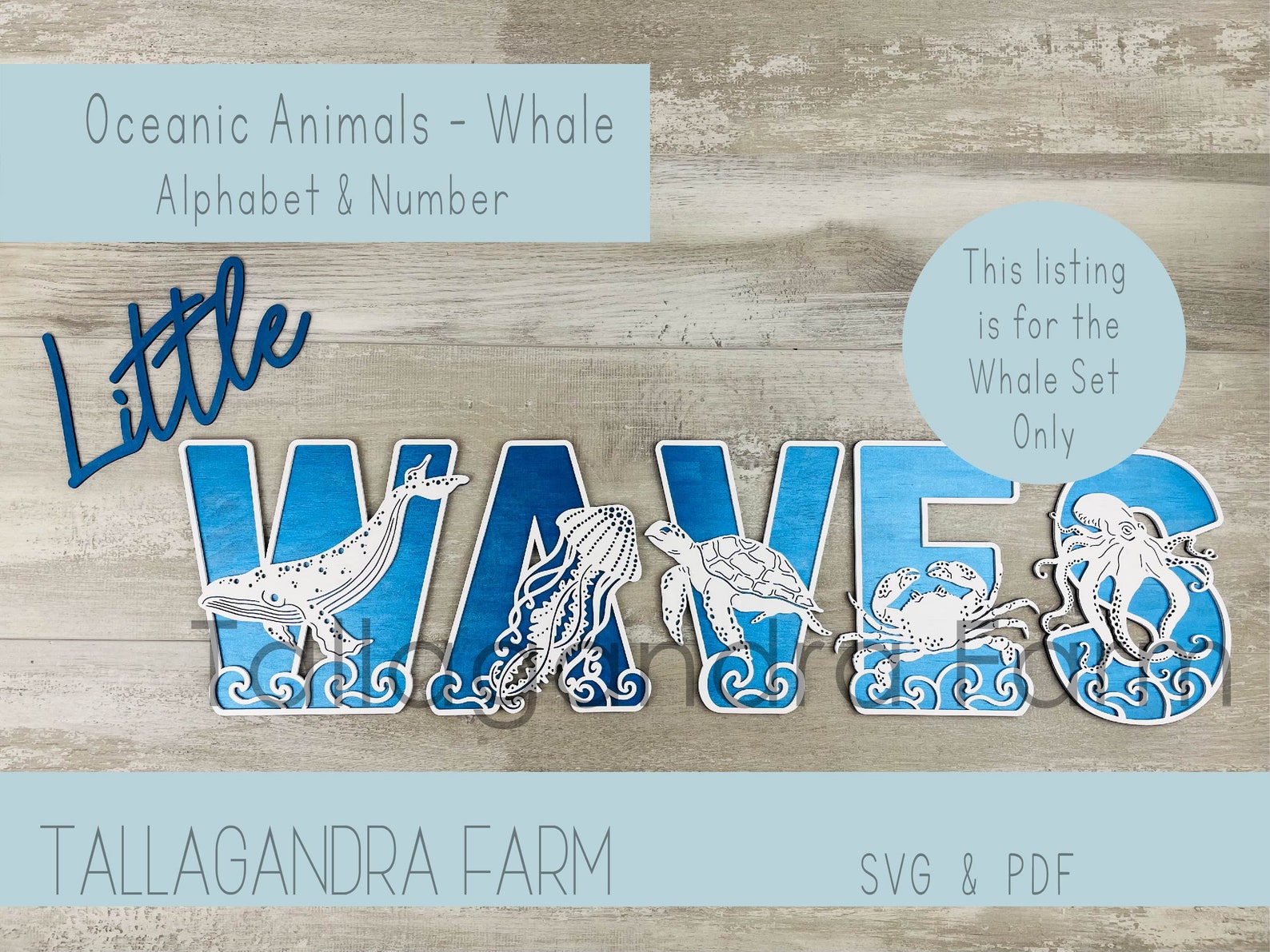 OCEANIC ANIMALS WHALE A to Z Alphabet Set Numbers Svg - Etsy