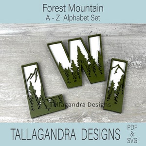 FOREST MOUNTAINS Alphabet Set - 78 Letter Options - 2 or 3 Layered ...