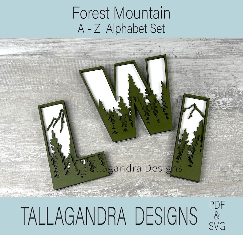 FOREST MOUNTAINS Alphabet Set - 78 Letter Options - 2 or 3 Layered ...