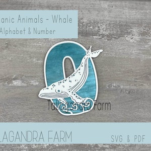 OCEANIC ANIMALS WHALE A to Z Alphabet Set Numbers Svg - Etsy