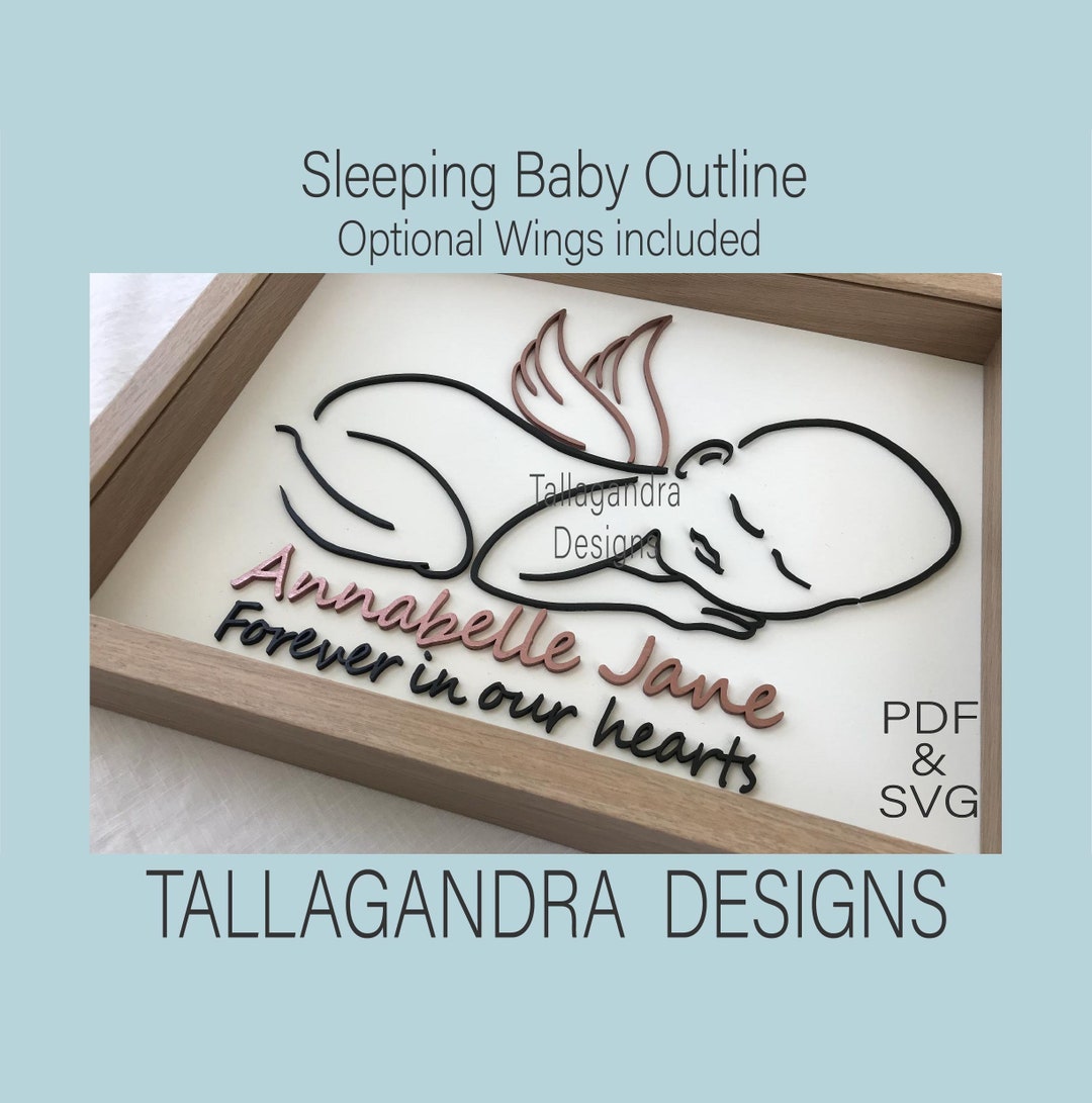 Sleeping Baby Outline SVG for Name Celebration / Birth Stats or ...