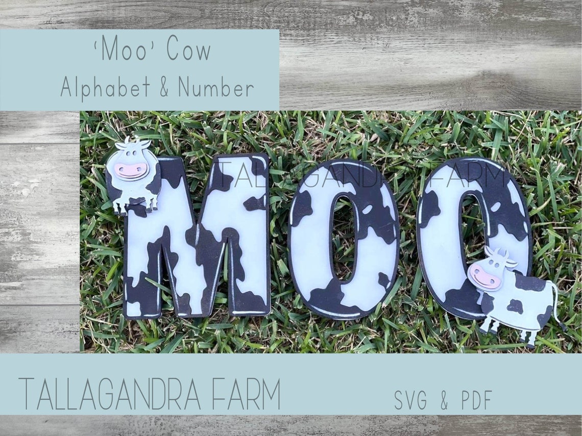 COW ALPHABET Cow Pattern Letter and Number Set / SVG Files / - Etsy