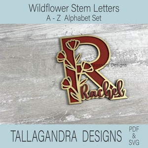WILDFLOWER STEM Alphabet Set / 2 Layered - Full 26 Floral Letters / SVG ...
