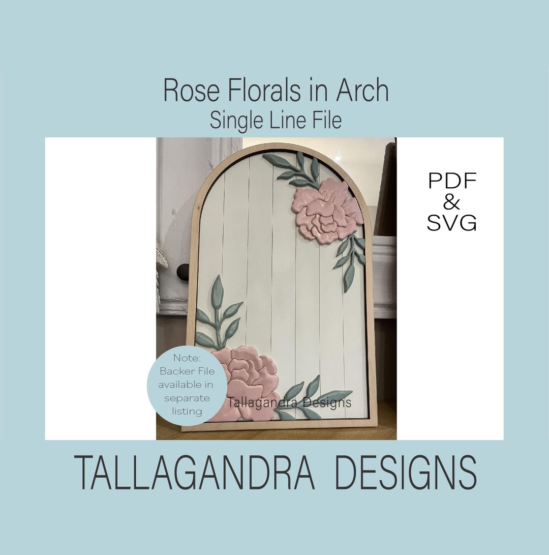ROSE FLORALS Single Line Laser File - Corner and Arched Designs ...