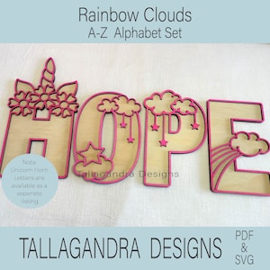 RAINBOW CLOUDS A - Z Alphabet Letter Set / SVG File - Etsy