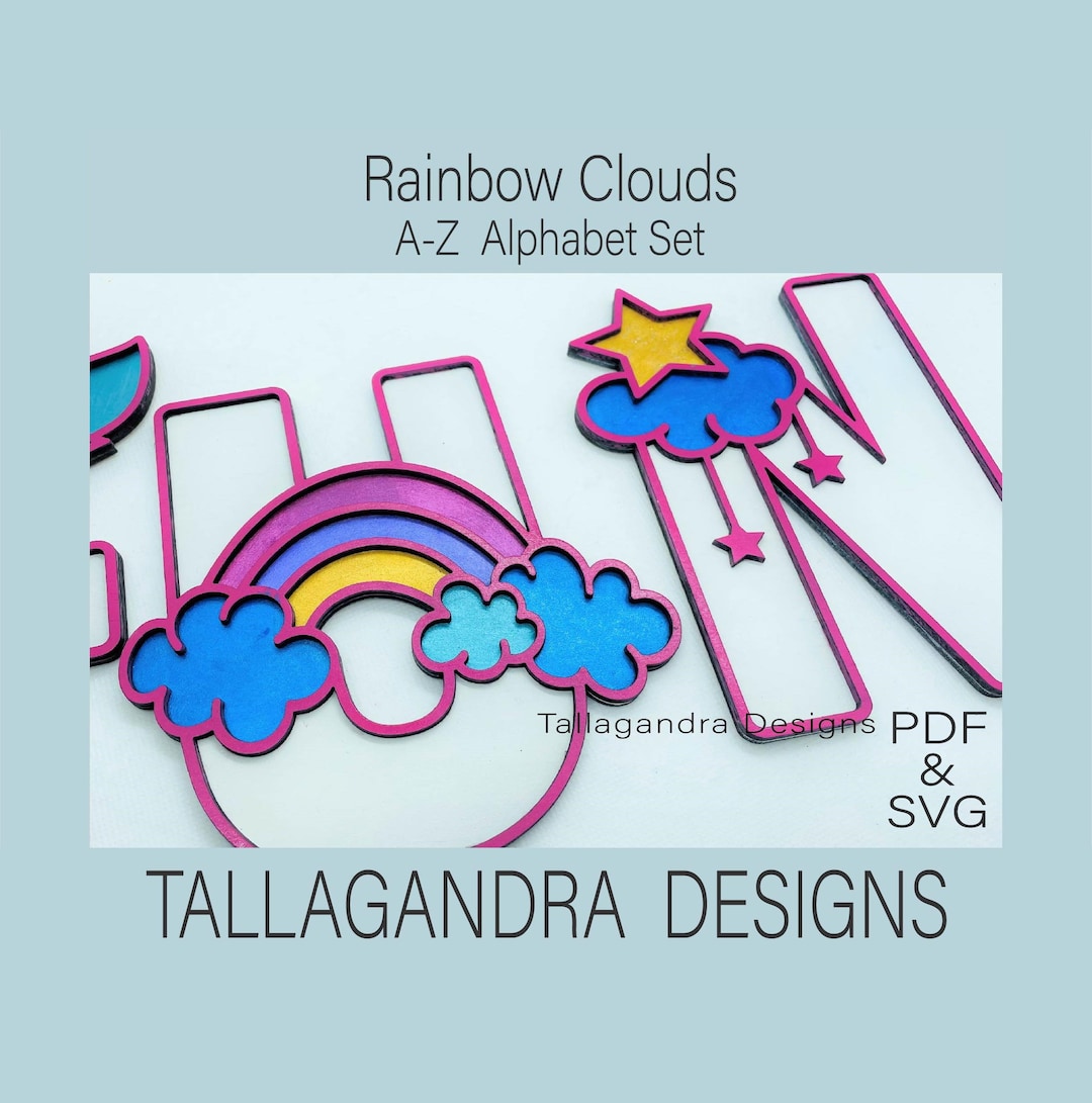 RAINBOW CLOUDS A - Z Alphabet Letter Set / SVG File - Etsy