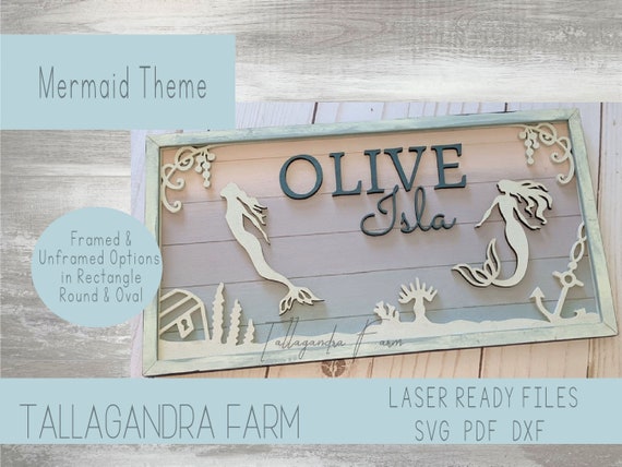 Mermaid Themed Sign Set 6 Options Included Laser SVG File - Etsy