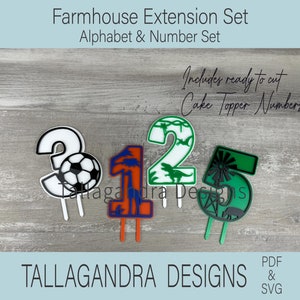 FARMHOUSE ALPHABET - Extension Set + Numbers / Svg File - Etsy
