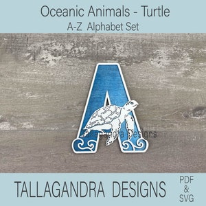 OCEANIC ANIMALS - TURTLE - A to Z Alphabet Set + Numbers - Svg File - Etsy