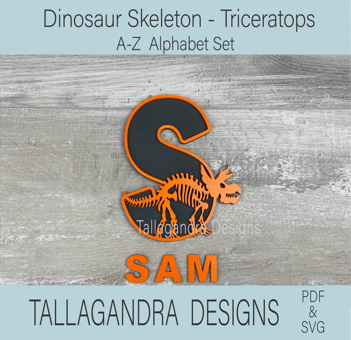 TRICERATOPS SKELETON Dinosaur - A to Z Alphabet Set + Numbers - SVG ...