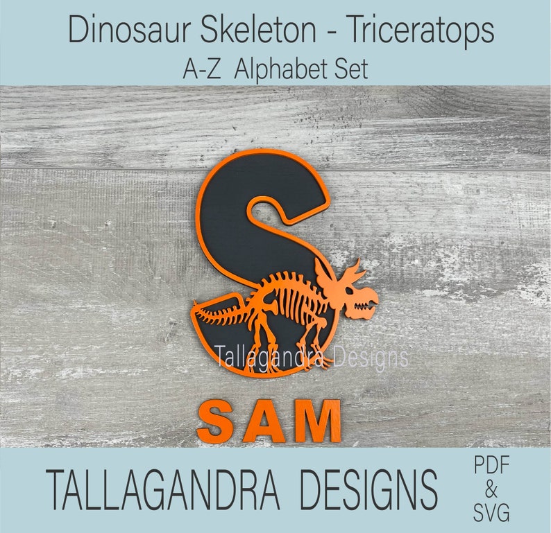 TRICERATOPS SKELETON Dinosaur - A to Z Alphabet Set + Numbers - SVG ...