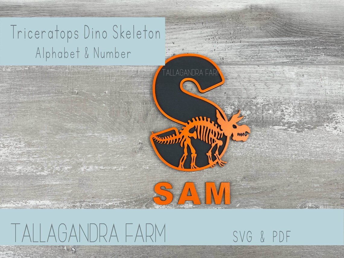 TRICERATOPS SKELETON Dinosaur A to Z Alphabet Set Numbers - Etsy
