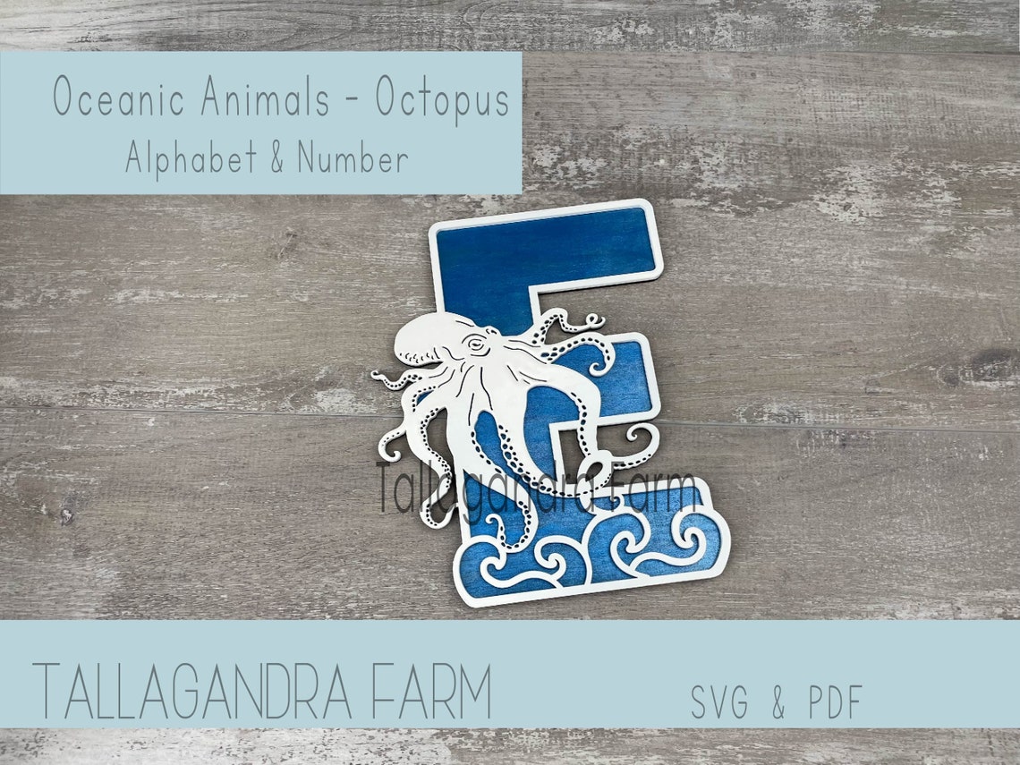 OCEANIC ANIMALS OCTOPUS A to Z Alphabet Set Numbers - Etsy