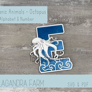 OCEANIC ANIMALS OCTOPUS A to Z Alphabet Set Numbers - Etsy