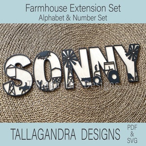 FARMHOUSE ALPHABET - Extension Set + Numbers / Svg File - Etsy