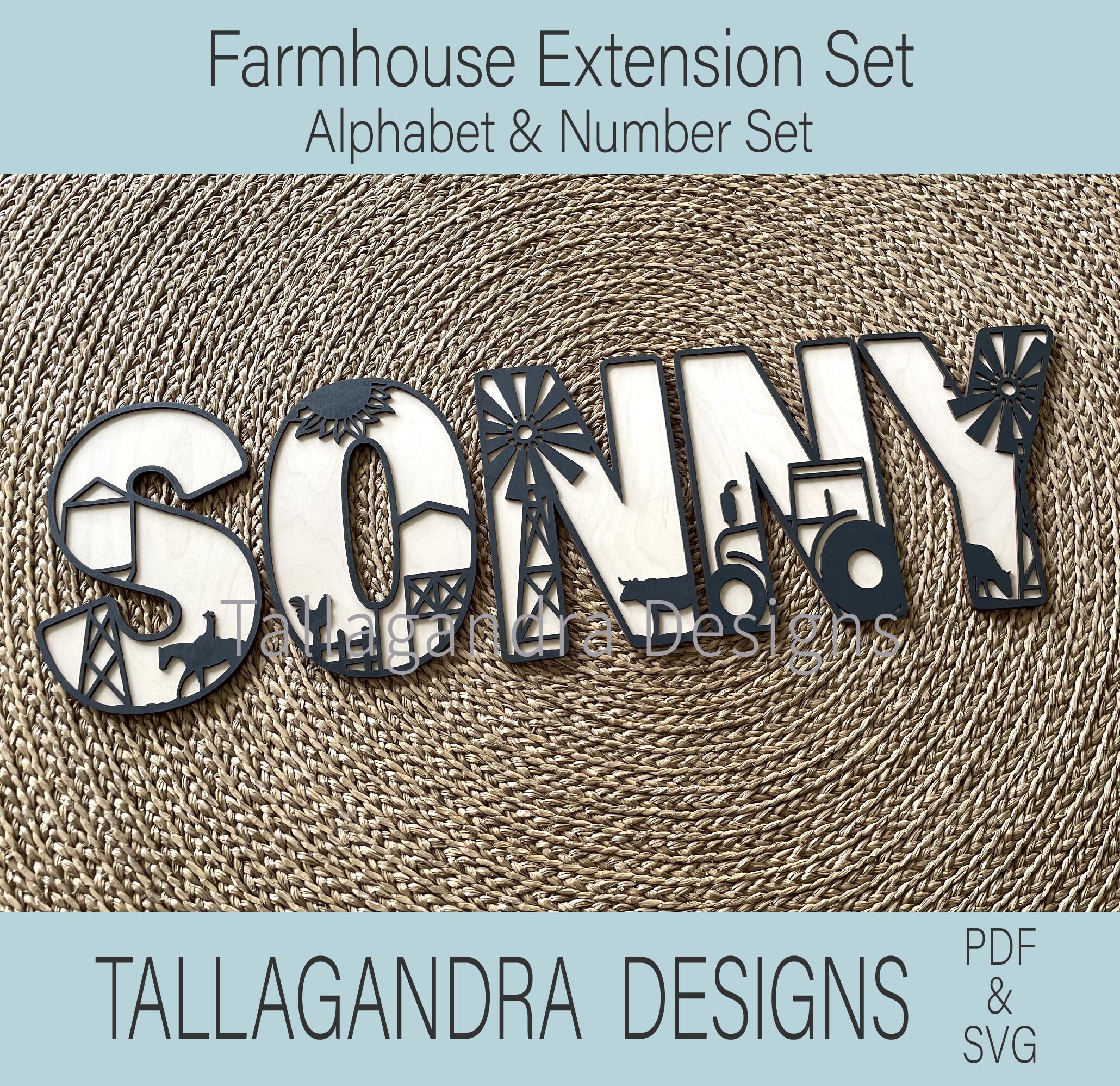 FARMHOUSE ALPHABET - Extension Set + Numbers / Svg File - Etsy