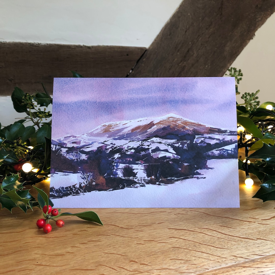 Christmas Card: Print From Original Painting Corndon Hill,powys on the ...