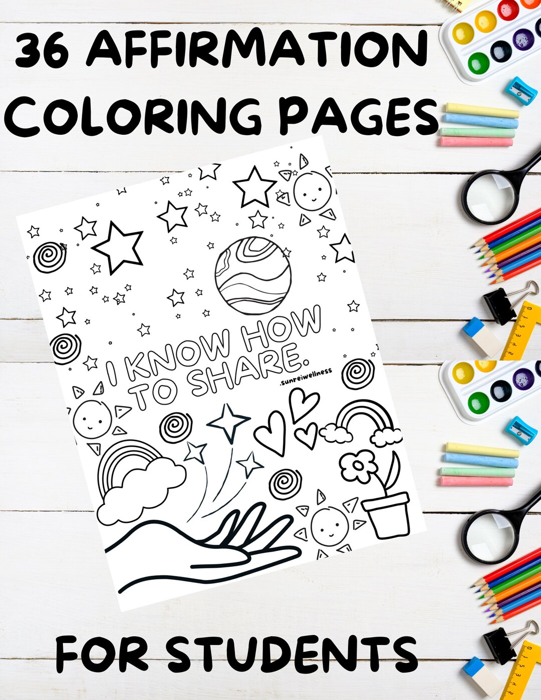 Inspirational Kids Affirmation Coloring Pages Set - Etsy