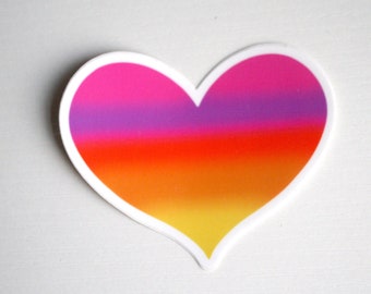 Rainbow Heart Sticker - Etsy