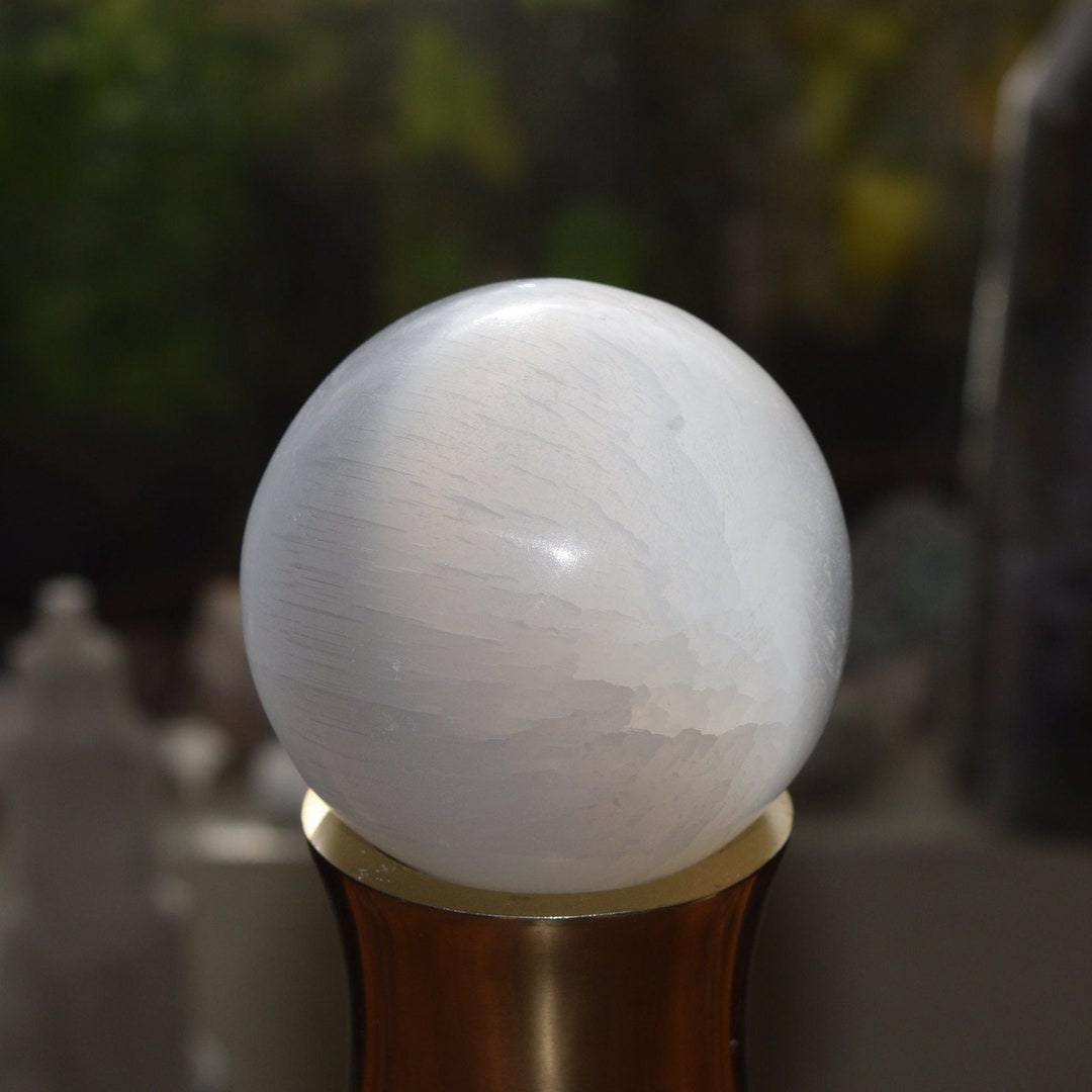 2 Selenite Crystal Sphere, Healing Crystal, Selenite Crystal Ball, Home ...