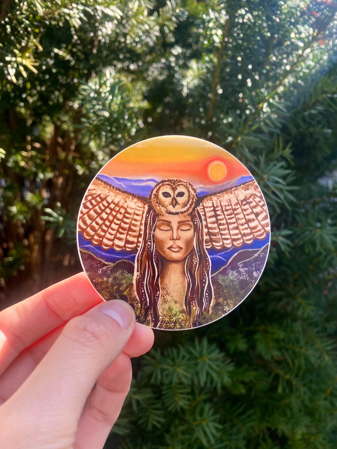 Owl Woman Vinyl Sticker, Mystical Owl Art, Unique Boho Sticker for ...