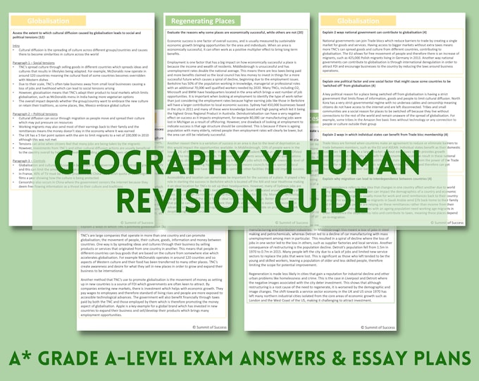 A-level Geography Revision Bundle Exam Question and Essay Plans A Grade ...