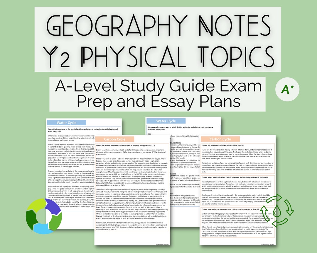 A-level Geography Revision Guide Year 2 Physical Topics Exam Question ...
