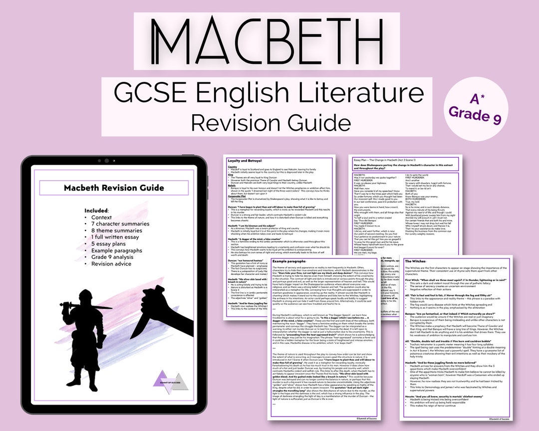 Macbeth English Literature A* Grade 9 GCSE Revision Guide | Study Notes ...