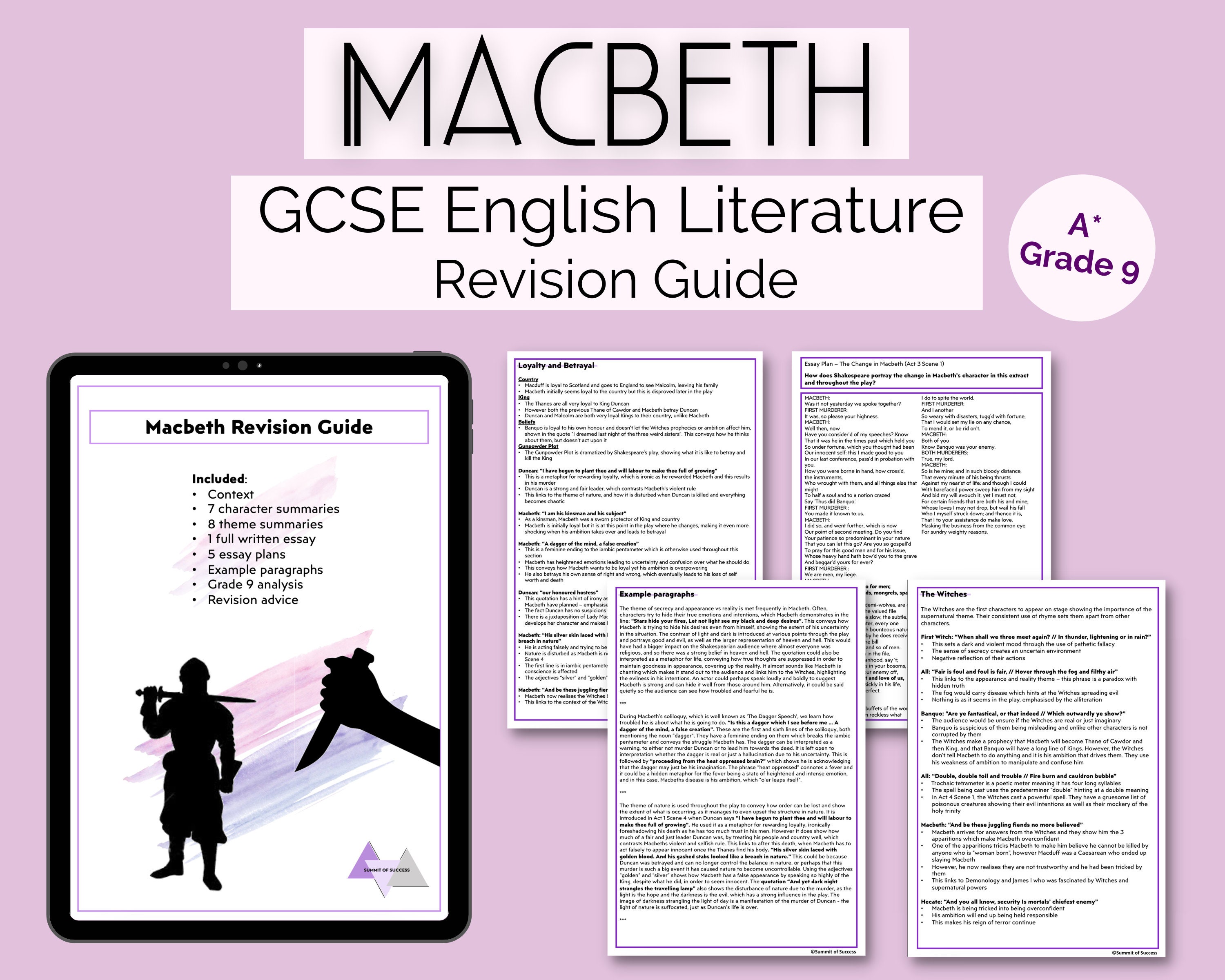 Macbeth English Literature A* Grade 9 GCSE Revision Guide | Study Notes ...