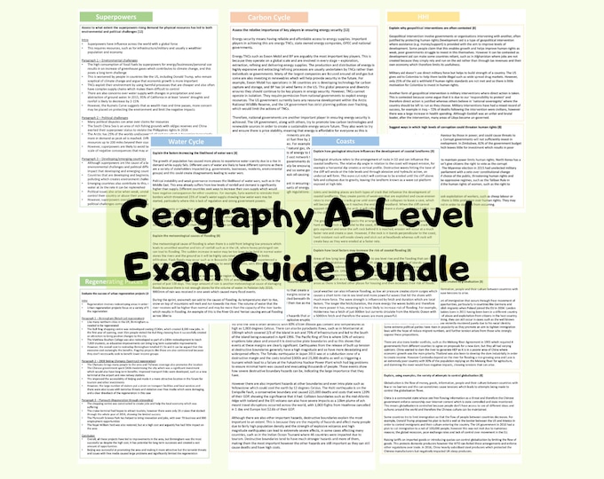 A-level Geography Revision Bundle | Exam Question and Essay Plans | A* ...