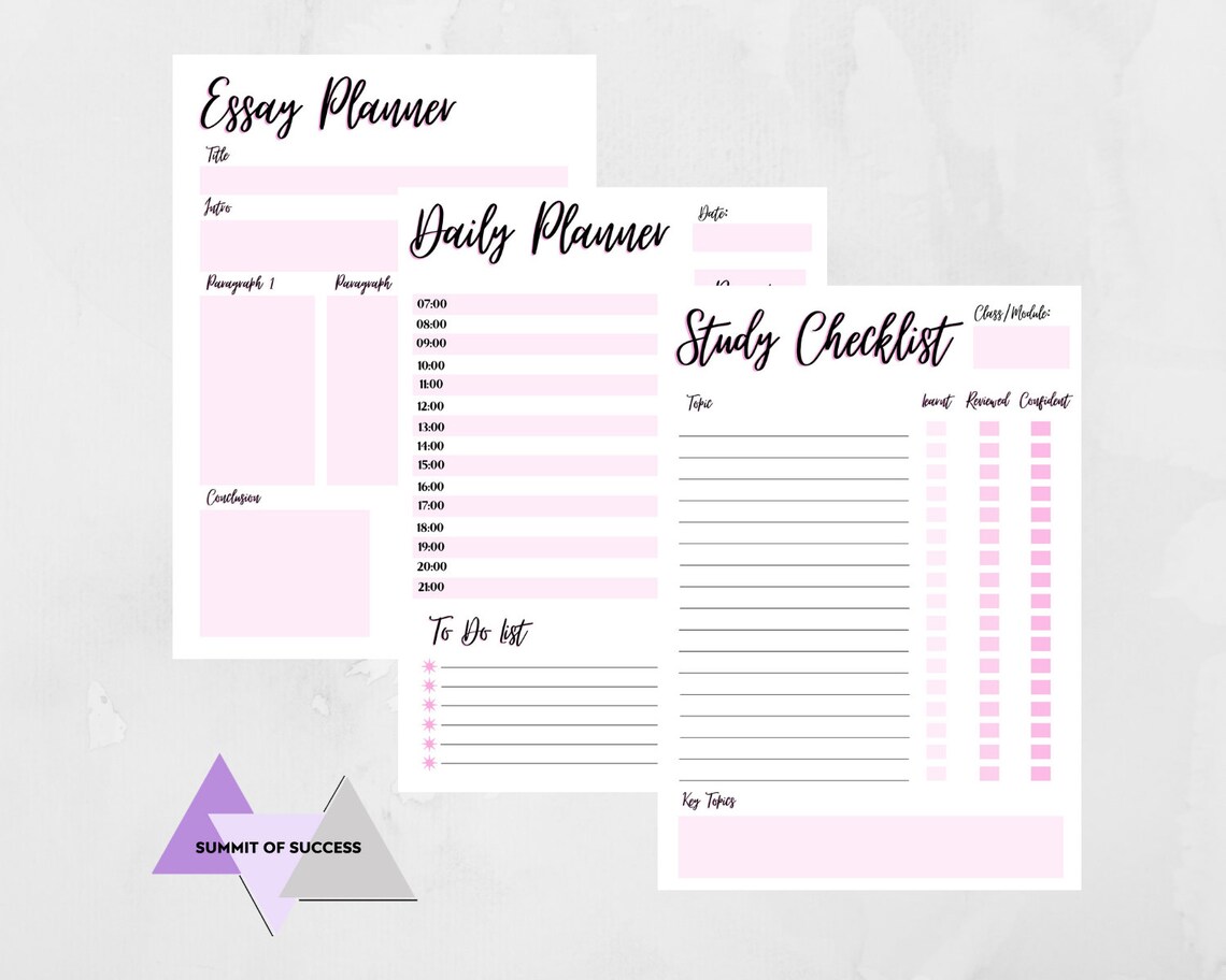 Student Productivity Planner Bundle | Revision and Study Digital ...