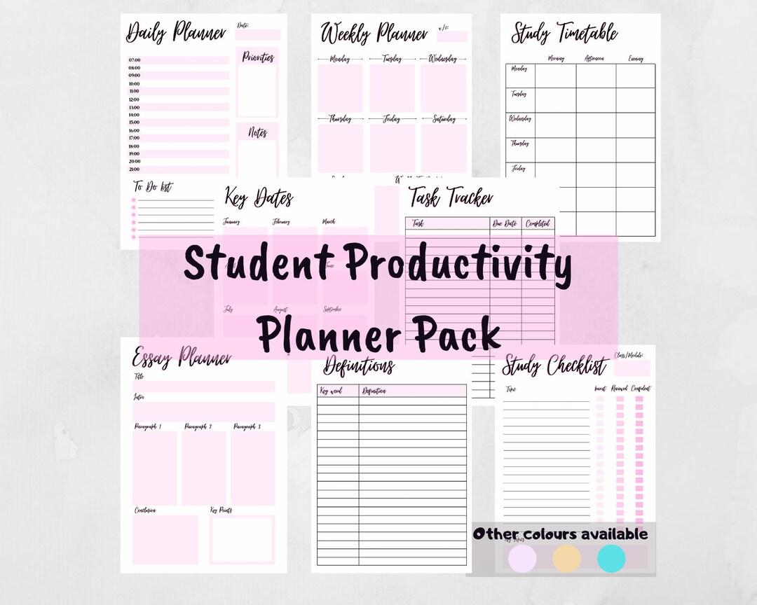 Student Productivity Planner Bundle | Revision and Study Digital ...