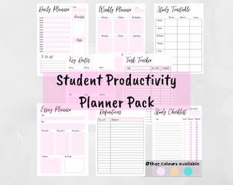 Student Productivity Planner Bundle | Revision and Study Digital ...