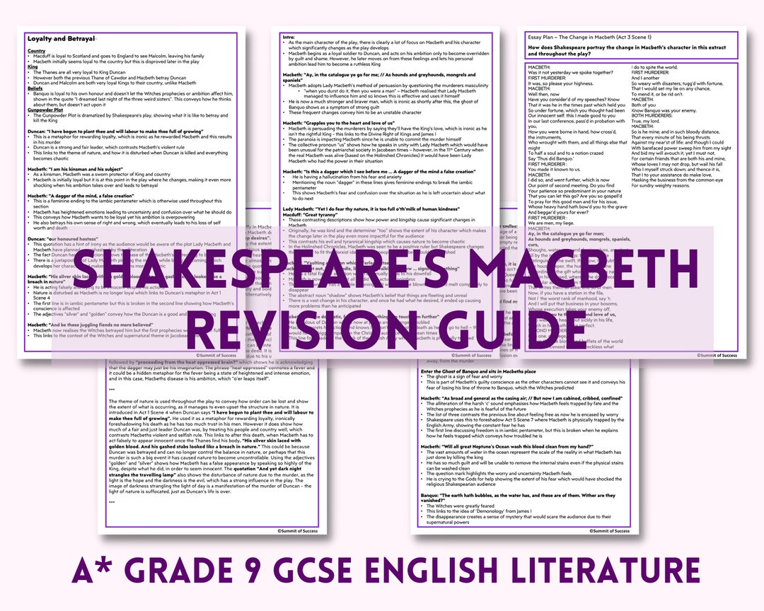 Macbeth English Literature GCSE Revision Guide | Study Notes | Grade 9 ...
