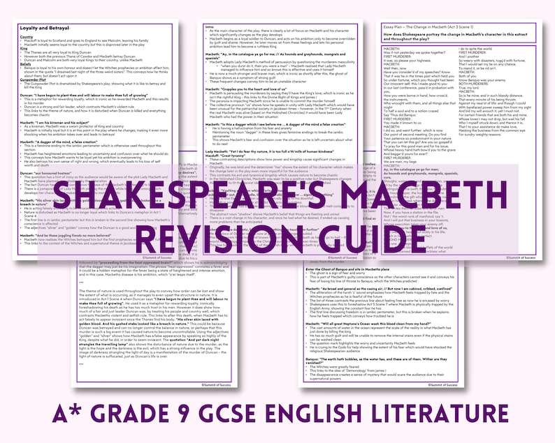 Macbeth English Literature GCSE Revision Guide | Study Notes | Grade 9 ...
