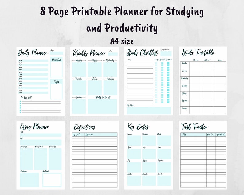 Student Productivity Planner Bundle | Revision and Study Digital ...
