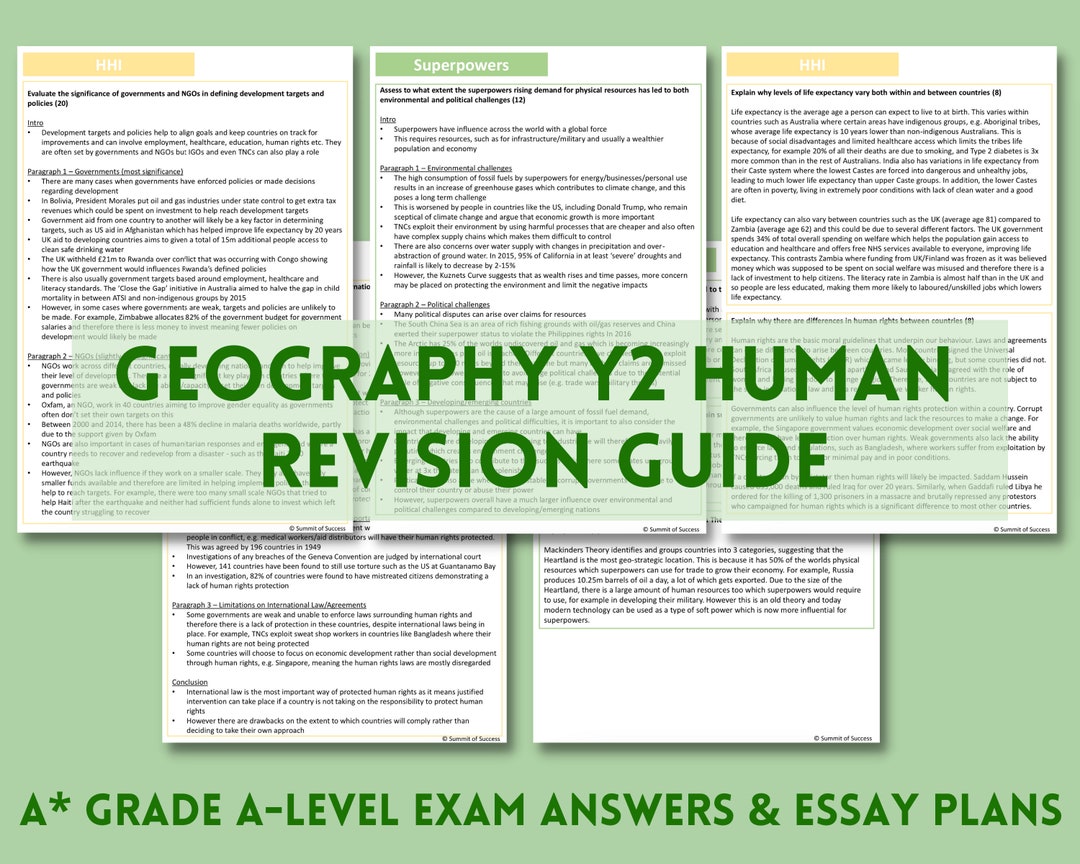 A-level Geography Revision Guide | Year 2 Human Topics | Exam Question ...
