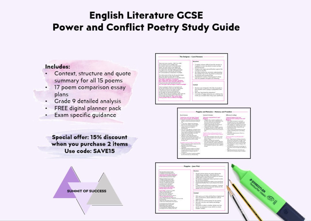 Power and Conflict Poetry English Literature GCSE Revision Guide ...