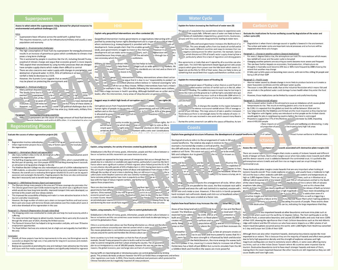 A-level Geography Revision Bundle | Exam Question and Essay Plans | A* ...
