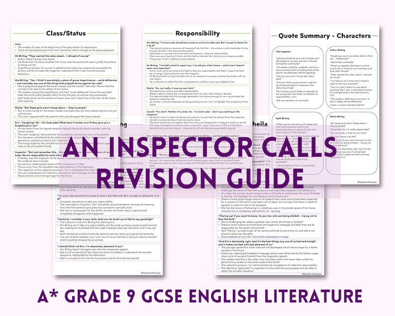 An Inspector Calls English Literature GCSE Revision Guide | Study Notes ...