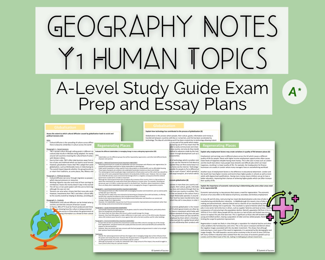 A-level Geography Revision Guide | Year 1 Human Topics | Exam Question ...