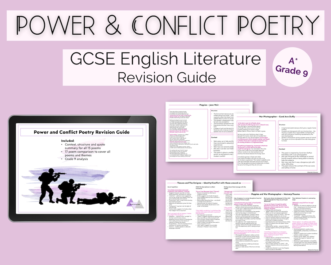 Power and Conflict Poetry A* Grade 9 English Literature GCSE Revision ...