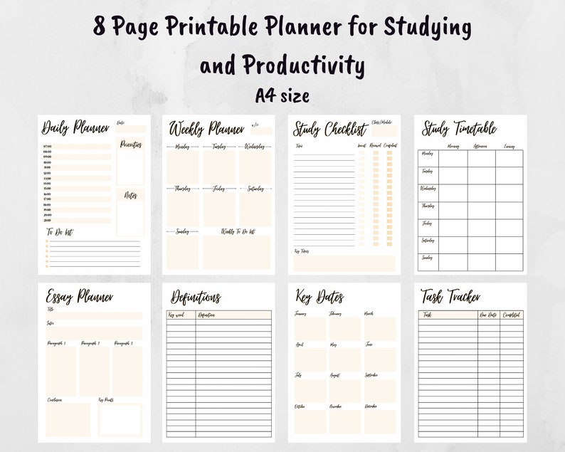 Back to School Student Study Planner | Revision and Study Digital ...