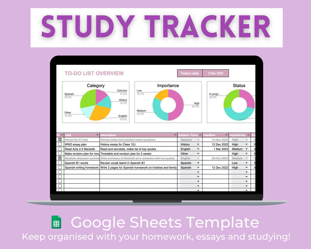 Assignment Tracker | Homework and Study Tracker | to Do List ...