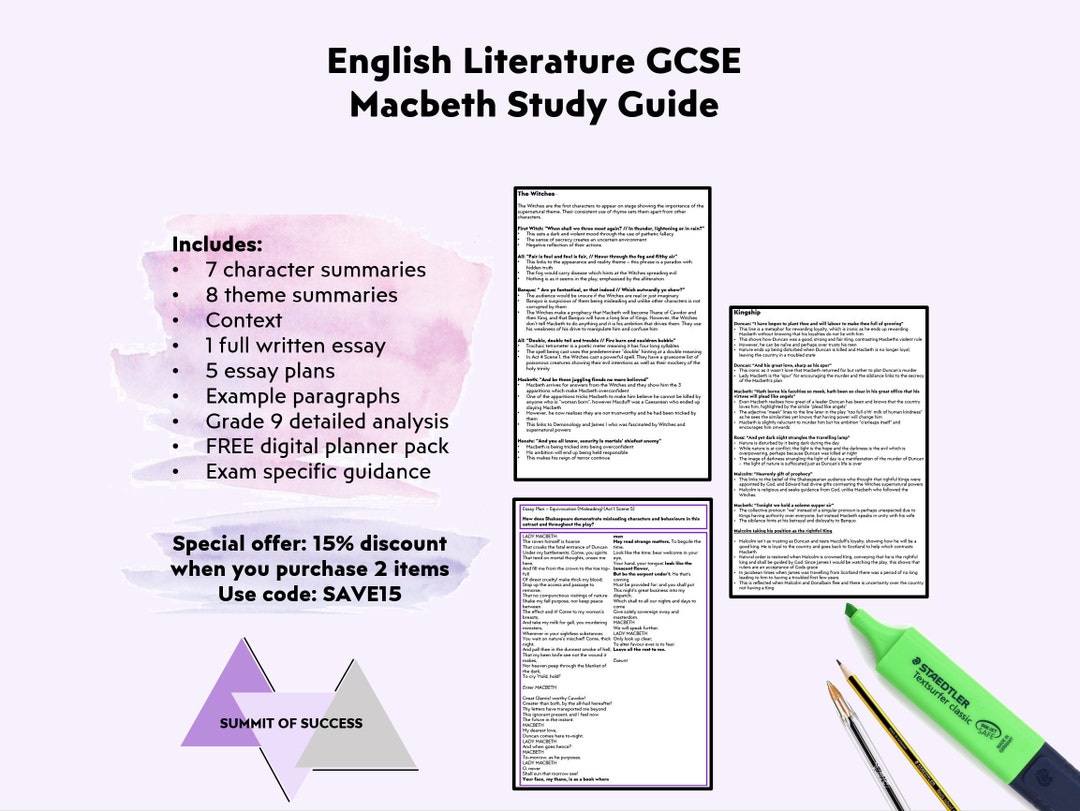 Macbeth English Literature GCSE Revision Guide | Study Notes | Grade 9 ...