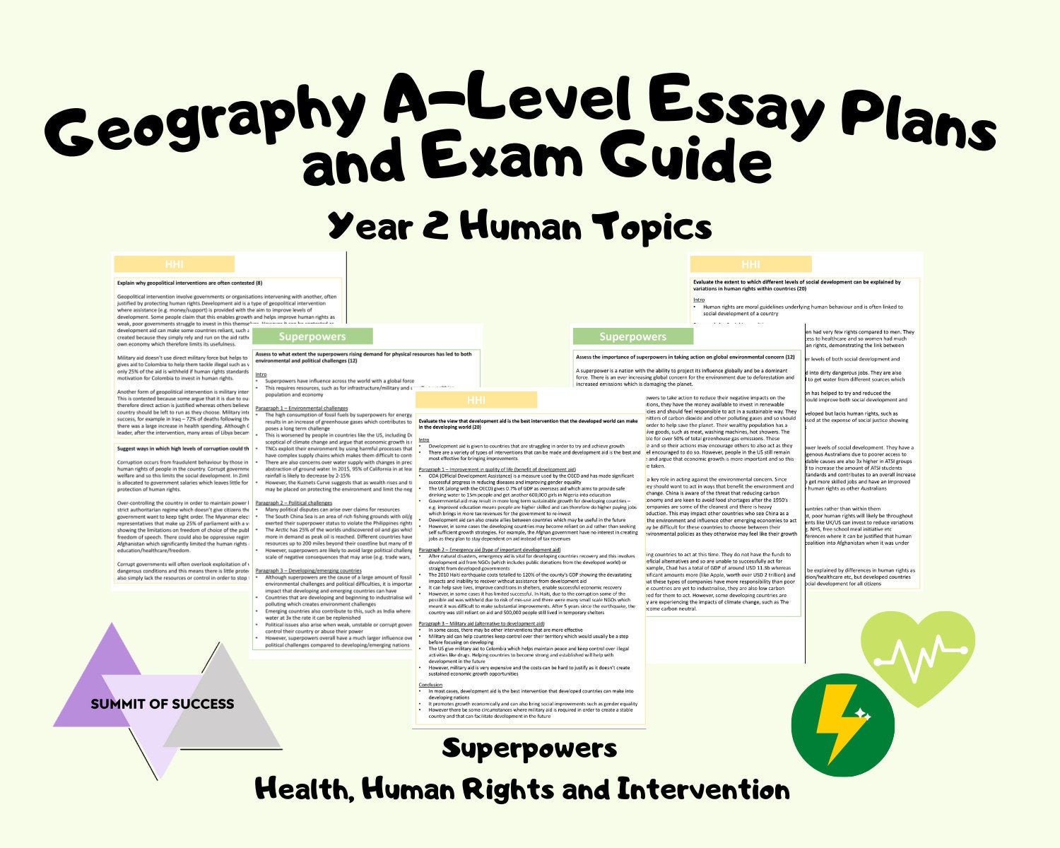 A-Level Geography Revision Guide Year 2 Human Topics Exam | Etsy
