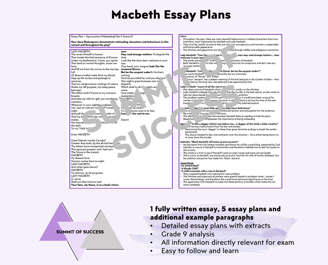 Macbeth English Literature GCSE Revision Guide Study Notes | Etsy