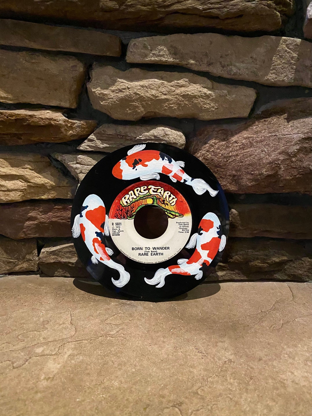 Koi Fish Handpainted Vintage Rare Earth "born to Wander" 45er (7 ...